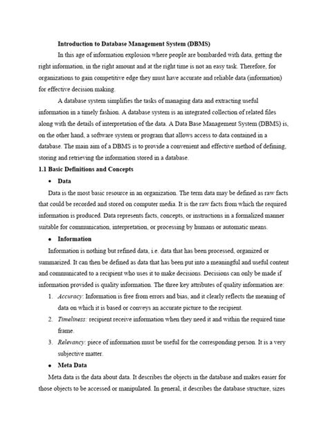 Introduction To Database Management System Notes Download Free Pdf