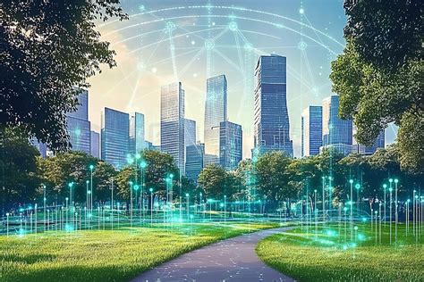 人工智能ai数字艺术 人工智能现代科技未来感插画城市天际线公园网络连接 Ai图片免费下载 Png格式 4032像素 编号71314052 千图网