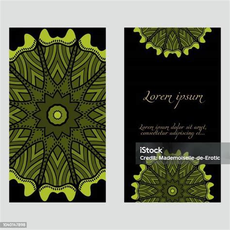 서식 파일 인사말 카드 초대장 텍스트를 위한 공간으로 설정 합니다 만다라 디자인입니다 벡터 일러스트 레이 션 Empire에 대한 스톡 벡터 아트 및 기타 이미지 Istock