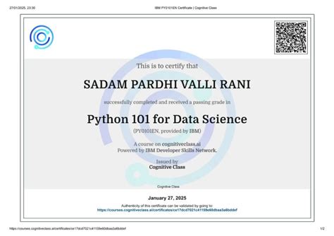 Python Datascience Certification Learning Professionalgrowth Ibm Pardhi Sadam