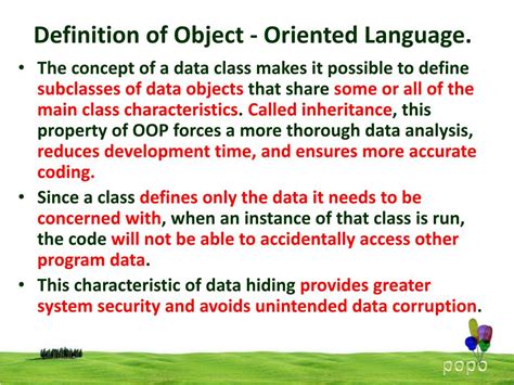 Ppt Definition Of Object Oriented Language Powerpoint Presentation