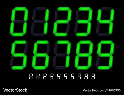 Segmented Lcd Display Numbers Digital Time Timer Vector Image