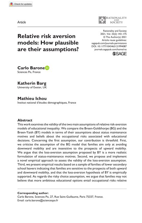Pdf Relative Risk Aversion Models How Plausible Are Their Assumptions