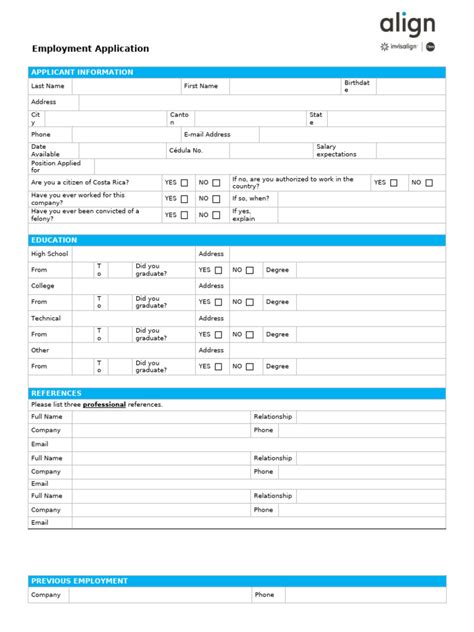 Align Technologies Application Form 11 Pdf