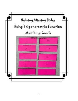 Solving Missing Sides Using Trigonometric Function Matching Cards