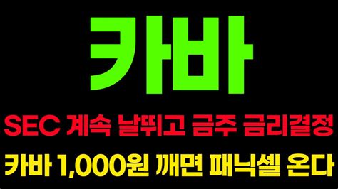 카바 코인 Sec 계속 날뛰고 금주 금리결정 카바 1000원 깨면 패닉셀 온다 카바코인실시간 카바코인상폐 카바코인시세