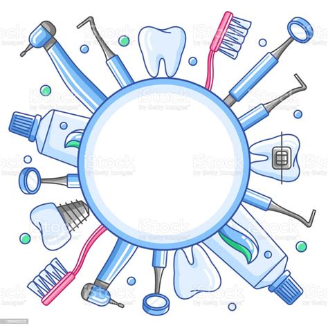 치과 장비 아이콘이있는 의료 프레임 치과 및 건강 관리 배경 버팀대에 대한 스톡 벡터 아트 및 기타 이미지 버팀대 이빨 치과 장비 Istock