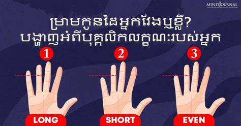 ប្រវែងកូនដៃអ្នកវែងឬខ្លី បង្ហាញពីបុគ្គលិកលក្ខណៈរបស់អ្នក Khmerload