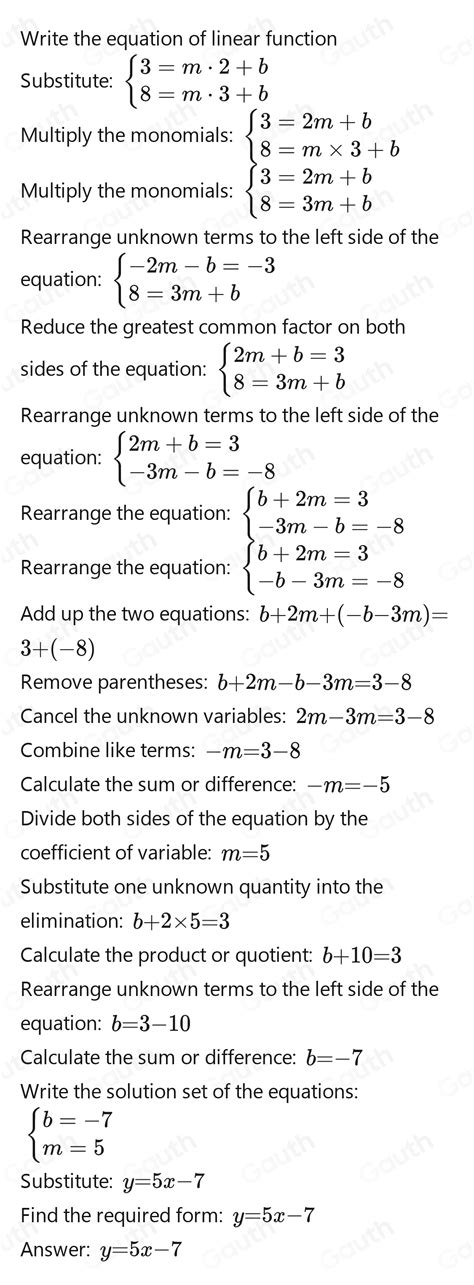 Solved A Line Passes Through The Points 2 3 And 3 8 What Is Its Equation In Slope