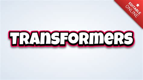 Transformers With Pink Outline And 3d Projection Text Effect Generator