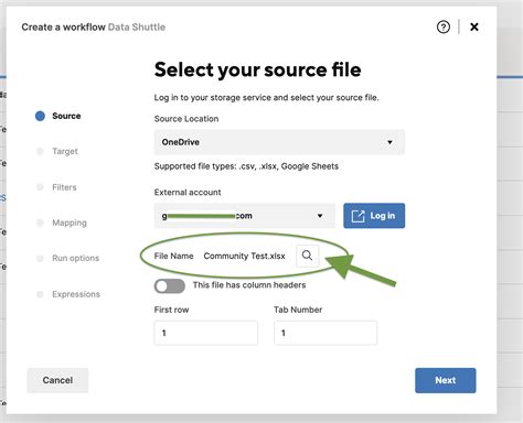 data shuttle source file can t be linked through ms one drive