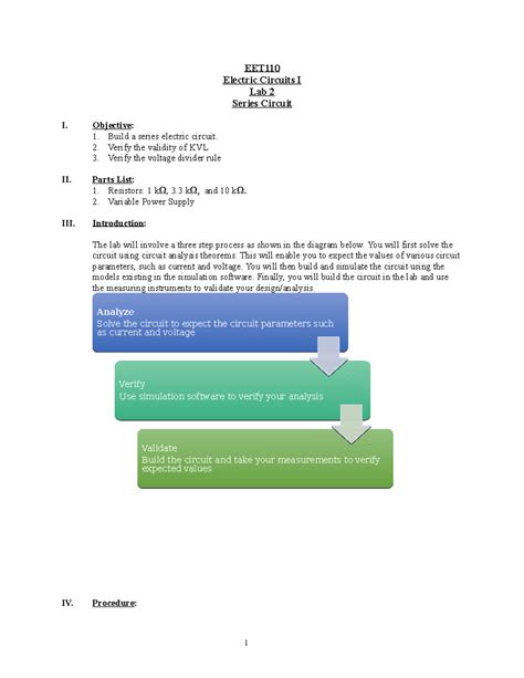 Lab Assignment Series Circuits Og Eet Electric Circuits I Lab 2 Series Circuit I Objective 1