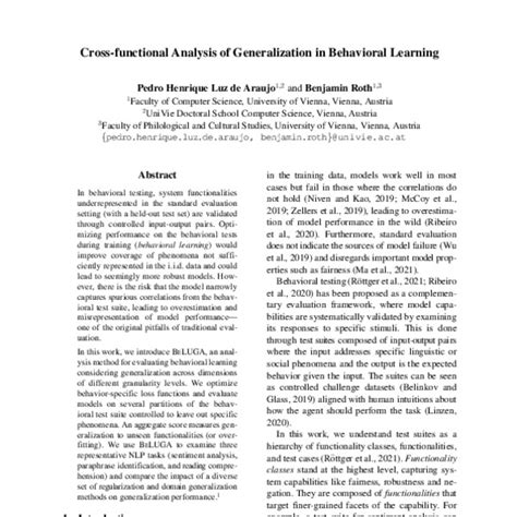 Cross Functional Analysis Of Generalization In Behavioral Learning Acl Anthology