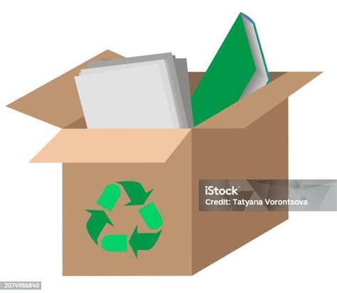 종이 쓰레기와 흰색 Backgorund에 고립 된 재활용 기호와 벡터 단일 판지 상자 0명에 대한 스톡 벡터 아트 및 기타 이미지 0명 갈색 골판지 Istock