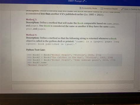 Solved Class Name Book Instance Attributes Name Str