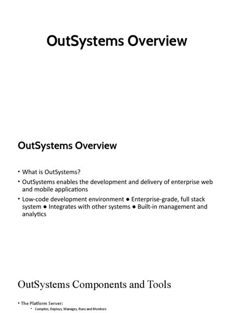 Outsystems Overview Pdf