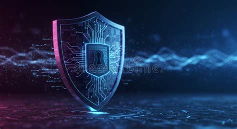 Cyber Security Shield Guarding Digital Data With Keyhole Lock Design Stock Illustration