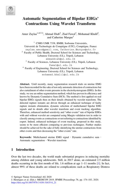Pdf Automatic Segmentation Of Bipolar Ehgs Contractions Using Wavelet Transform