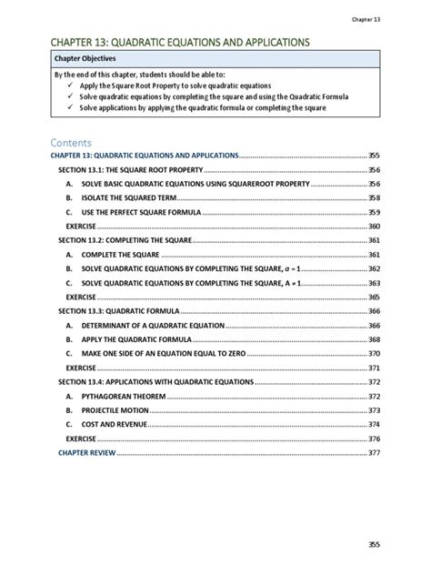 Chapter 13 Quadratic Equations Pdf Quadratic Equation Equations