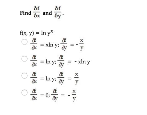 Solved Find Deltafdeltax And Deltafdeltay Fx Y In Yx