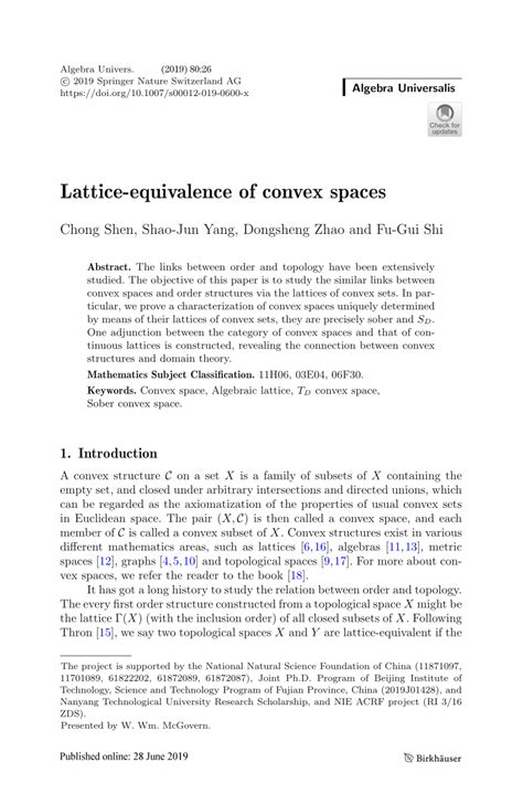 Pdf Lattice Equivalence Of Convex Spaces