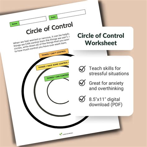 Anxiety Worksheet Circle Of Control Worksheet Cognitive Behavioral