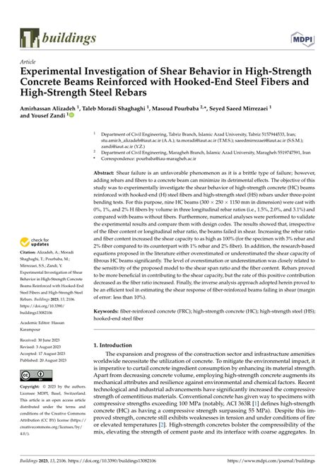 Pdf Experimental Investigation Of Shear Behavior In High Strength