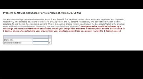 Answered Problem 13 18 Optimal Sharpe Portfolio Bartleby