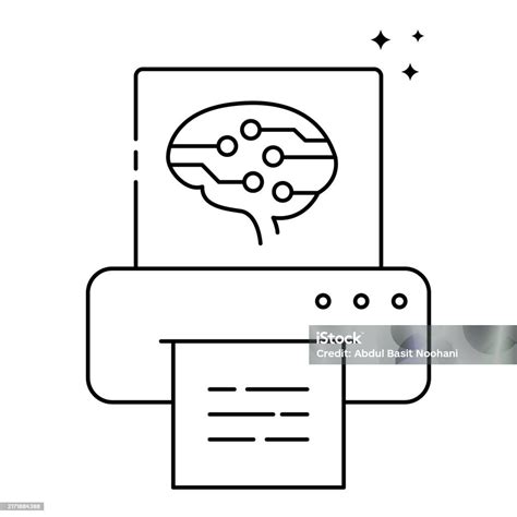 Ai 인쇄 시스템 아이콘 디자인 Ai 인쇄를 대표합니다 스마트 프린터 문서 자동화 기계 학습  이미지 0명에 대한 스톡