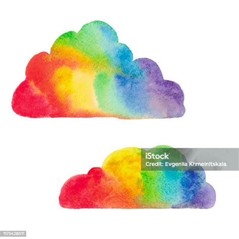 그림 의 손 그린 수채화 장식 무지개 구름 요소 벽지 직물 디자인 포스터 종이 조성물 개념에 대한 스톡 벡터 아트 및 기타