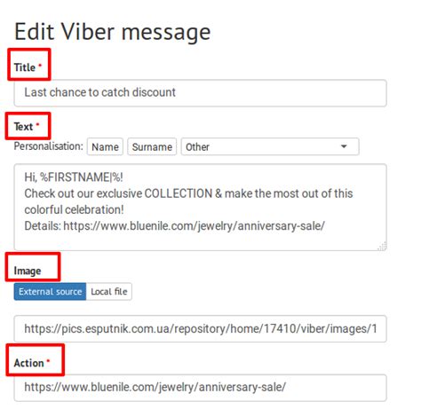 How To Create Viber Messages ESputnik Support