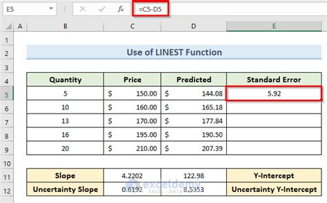 How To Calculate A Standard Error Of Regression Slope In Excel