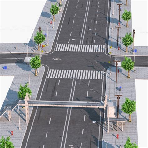 Modelo 3d City Street Intersection Turbosquid 2018099