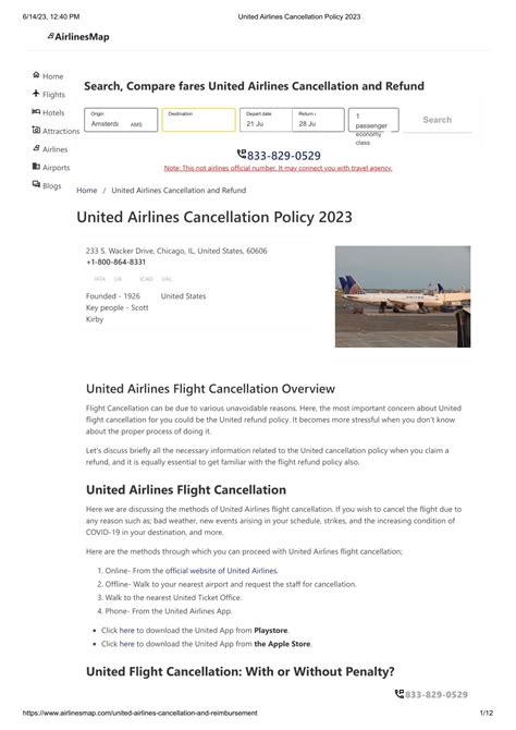 Ppt United Airlines Cancellation Policy 2023 Powerpoint Presentation