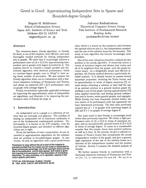 Pdf Greed Is Good Approximating Independent Sets In Sparse And
