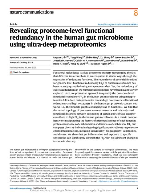 Pdf Revealing Proteome Level Functional Redundancy In The Human Gut Microbiome Using Ultra