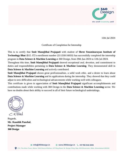 Smit Prajapati On Linkedin Datascience Machinelearning Internship 360design Learningneverstops