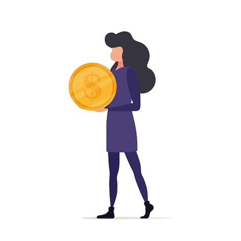 Premium Vector A Woman With The Money Coin Salary Vector Design Illustration