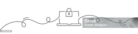 컴퓨터 보안 아이콘의 연속적인 선 그리기 단일 라인 벡터 일러스트 레이 션 0명에 대한 스톡 벡터 아트 및 기타 이미지 0명 개념 기하 도형 Istock