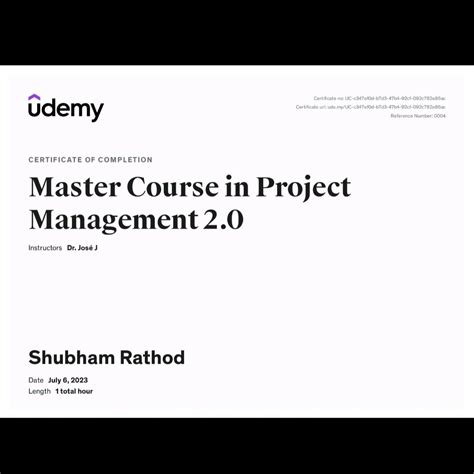 Shubham Rathod On Linkedin Check Out This Certificate I Got For Master Course In Project