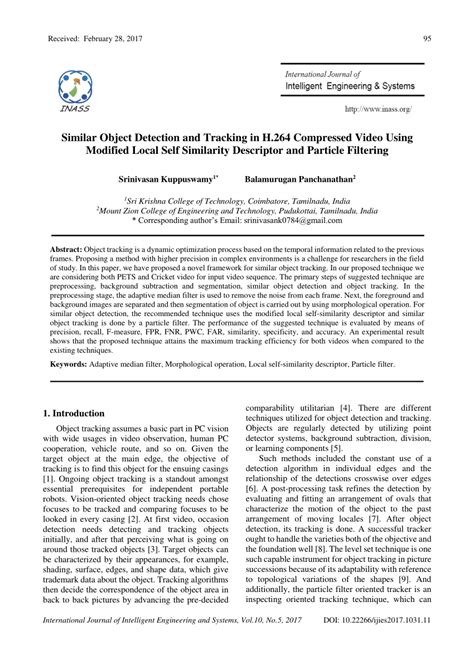 pdf similar object detection and tracking in h 264 compressed video using modified local self