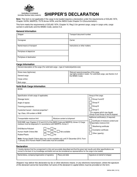 Shippers Declaration Pdf