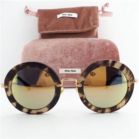 Miu Miu Round Mirror Coated Glasses Leopard And Gold Tone Catawiki