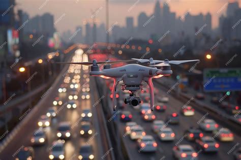 Premium Photo A Drone Monitoring Traffic Flow And Congestion On Generative Ai