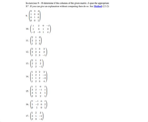 Solved In Exercises Determine If The Columns Of The Chegg Com