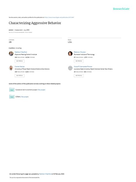Characterizing Aggresive Behavior Pdf Impulsivity Diagnostic And
