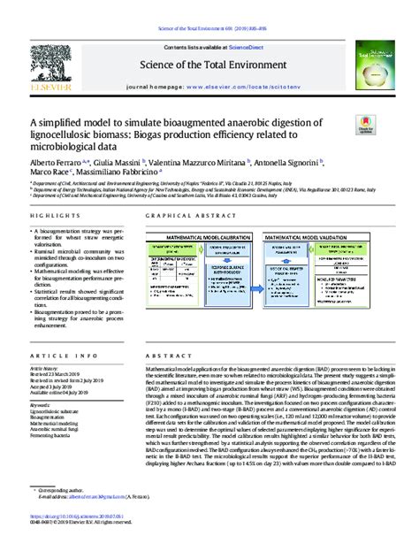 Pdf A Simplified Model To Simulate Bioaugmented Anaerobic Digestion Of Lignocellulosic Biomass