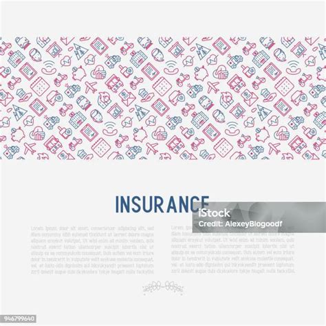 얇은 선 아이콘으로 보험 개념 건강 생활 자동차 집 저축 현대 벡터 일러스트 레이 션 배너 웹 페이지 서식 파일에 대 한 인쇄 미디어 0명에 대한 스톡 벡터 아트 및 기타