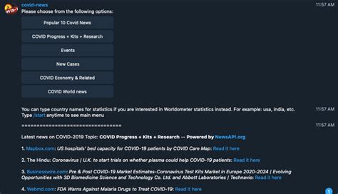 Covid Information On Telegram Bot Using Python Git And Heroku By