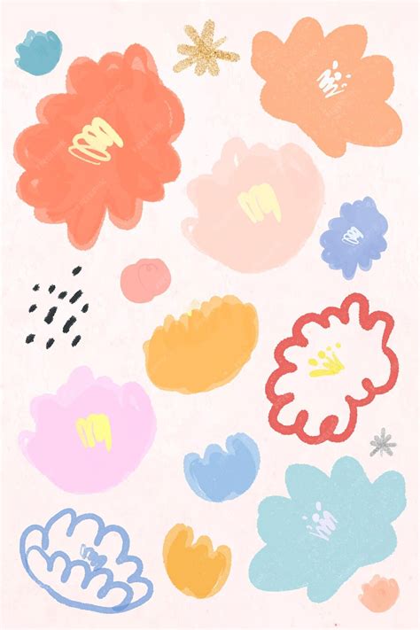 꽃 패턴 배경 벡터 손으로 그린 무료 벡터